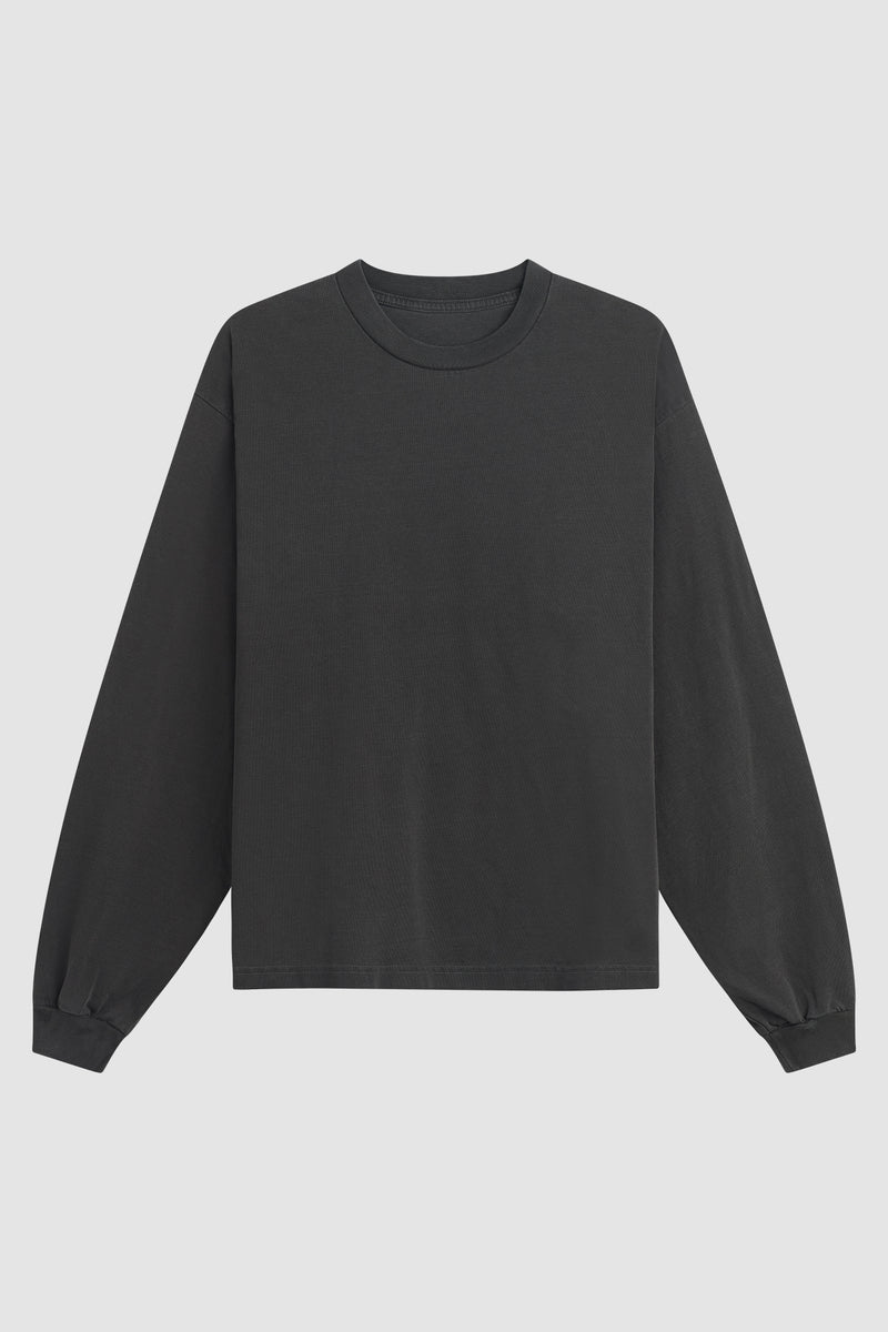 Heavyweight Cropped Long Sleeve / Washed Black | UNI/FORM - uniformla.com