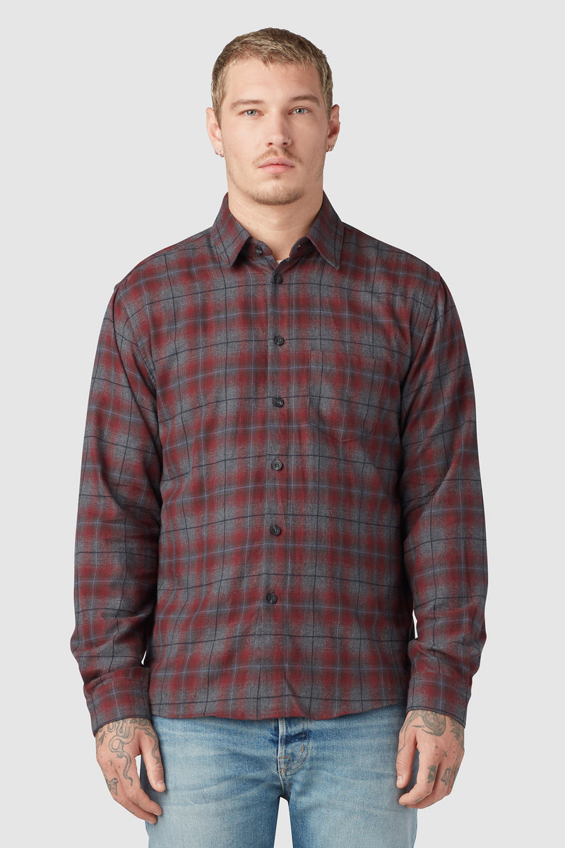 Classic Tailored Flannel / Maroon x Grey | UNI/FORM - uniformla.com
