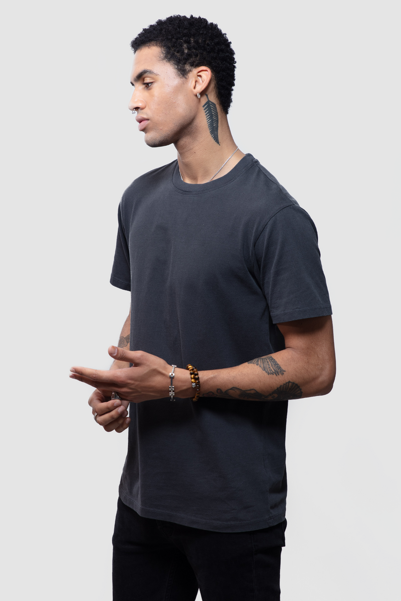 Vintage Crew Neck / Washed Black | UNI/FORM - uniformla.com